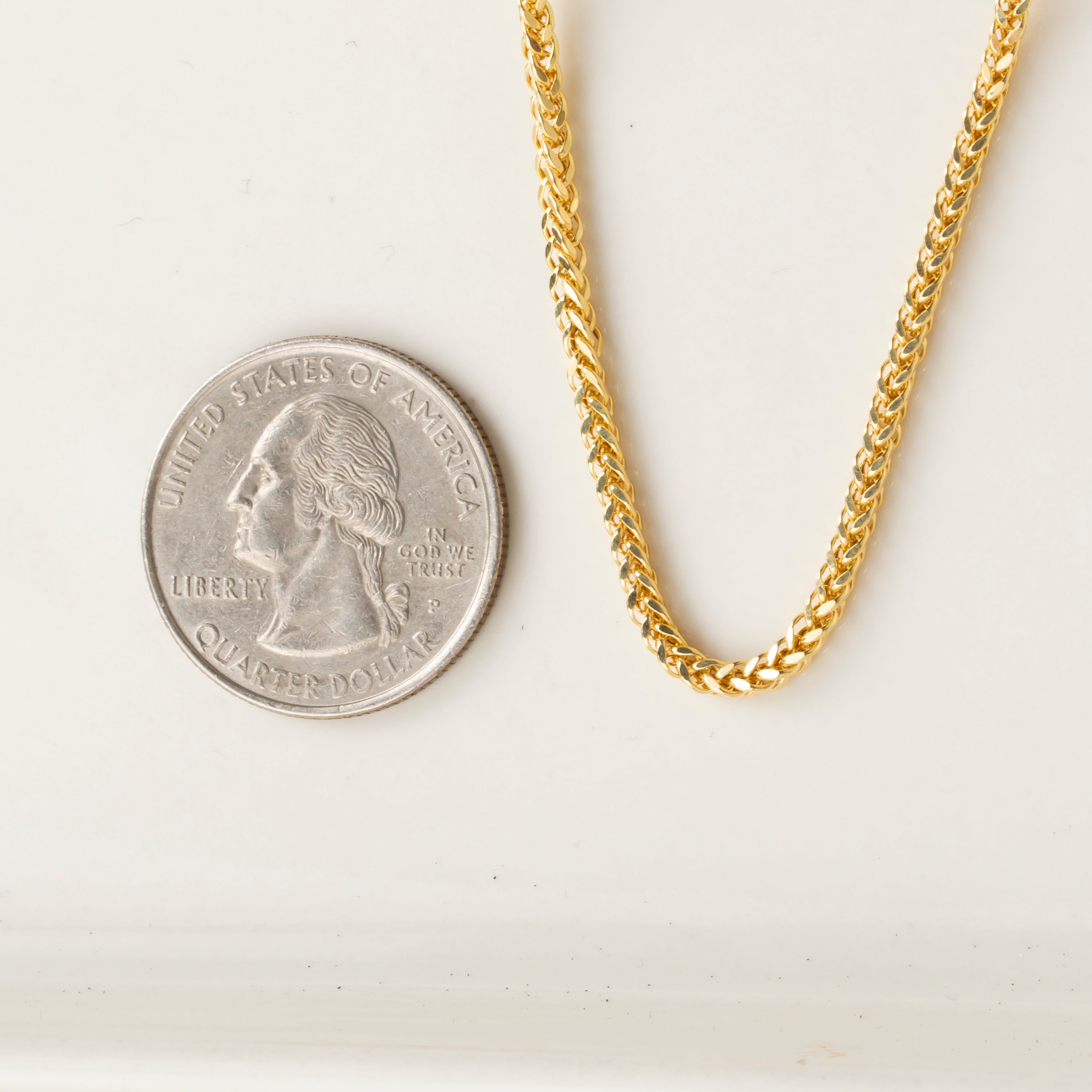 14K Solid Gold Wheat / Spiga Chain Necklace - Elegance in Every Link ...