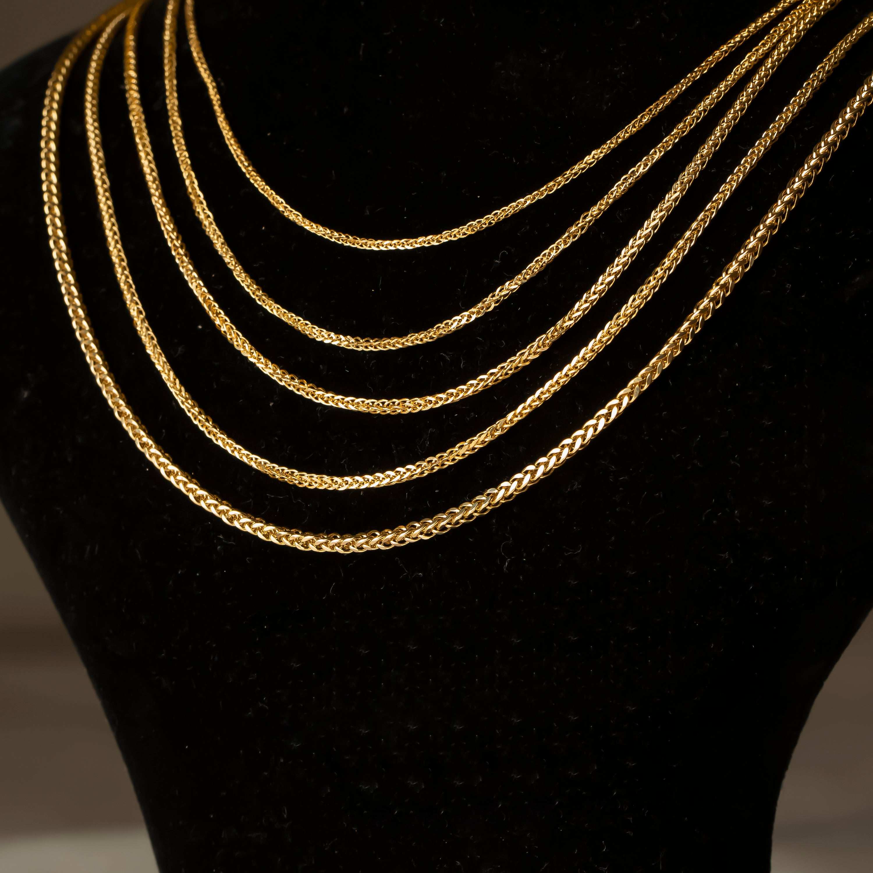 14K Solid Gold Wheat / Spiga Chain Necklace - Elegance in Every Link ...