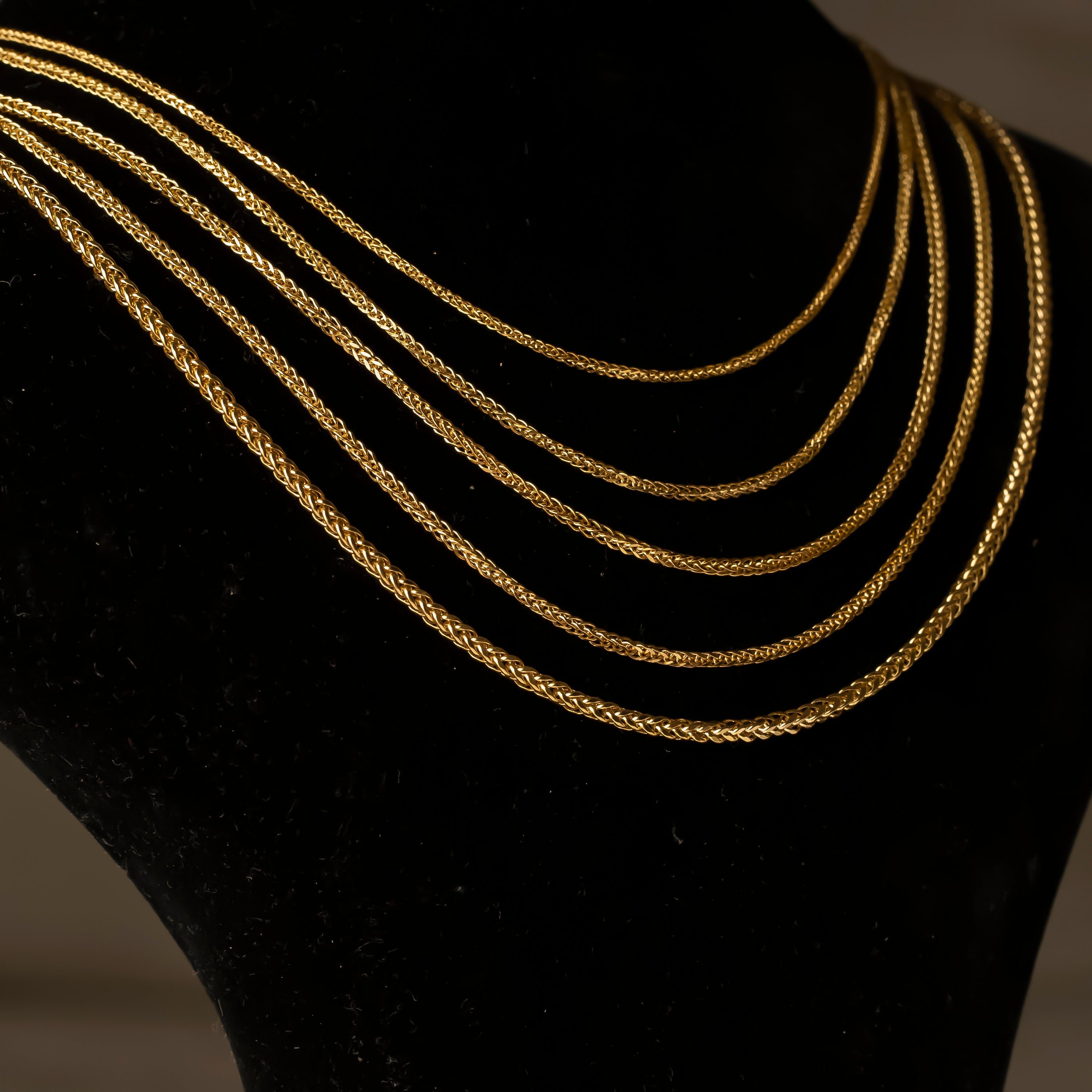 14K Solid Gold Wheat / Spiga Chain Necklace - Elegance in Every Link ...
