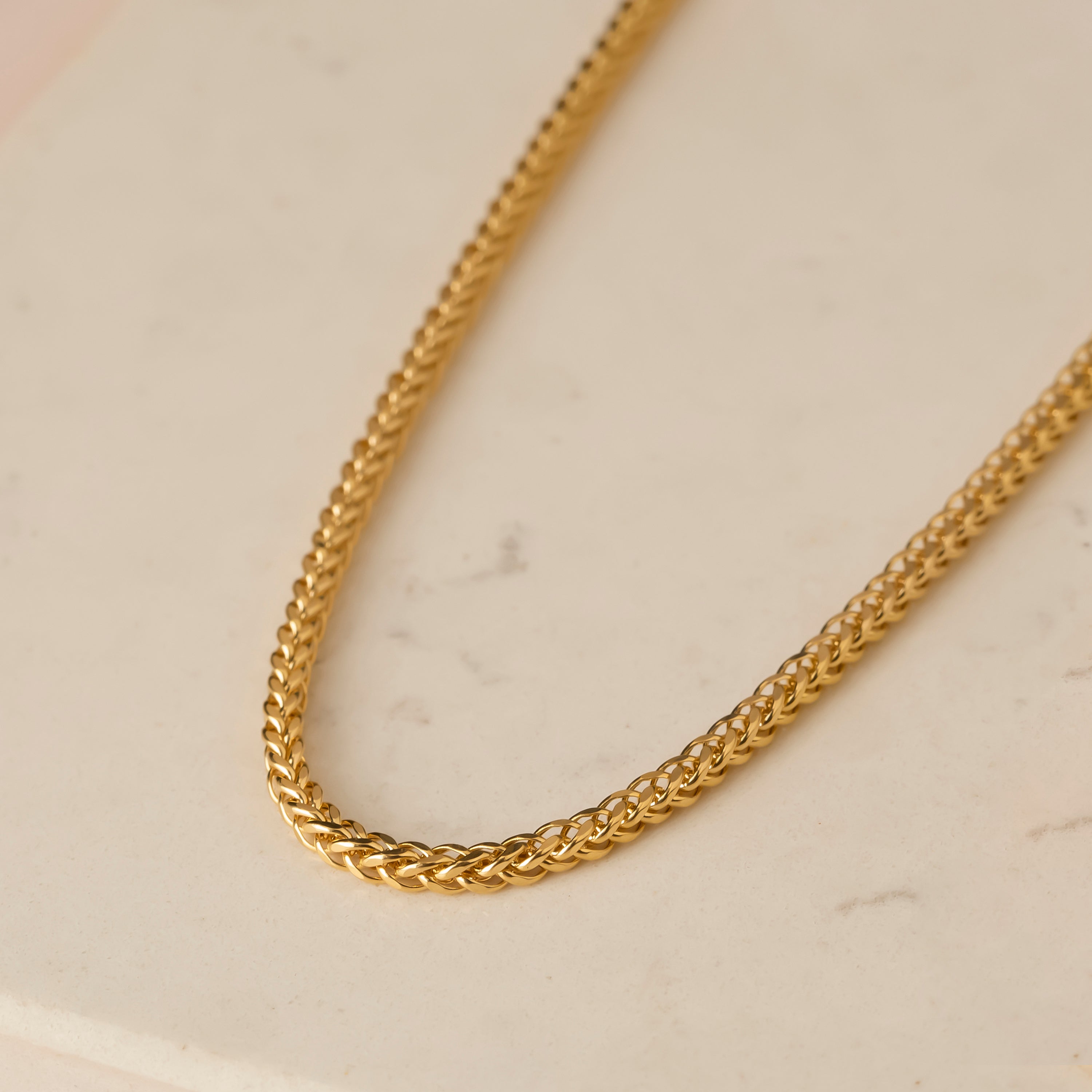 14K Solid Gold Wheat / Spiga Chain Necklace - Elegance in Every Link ...