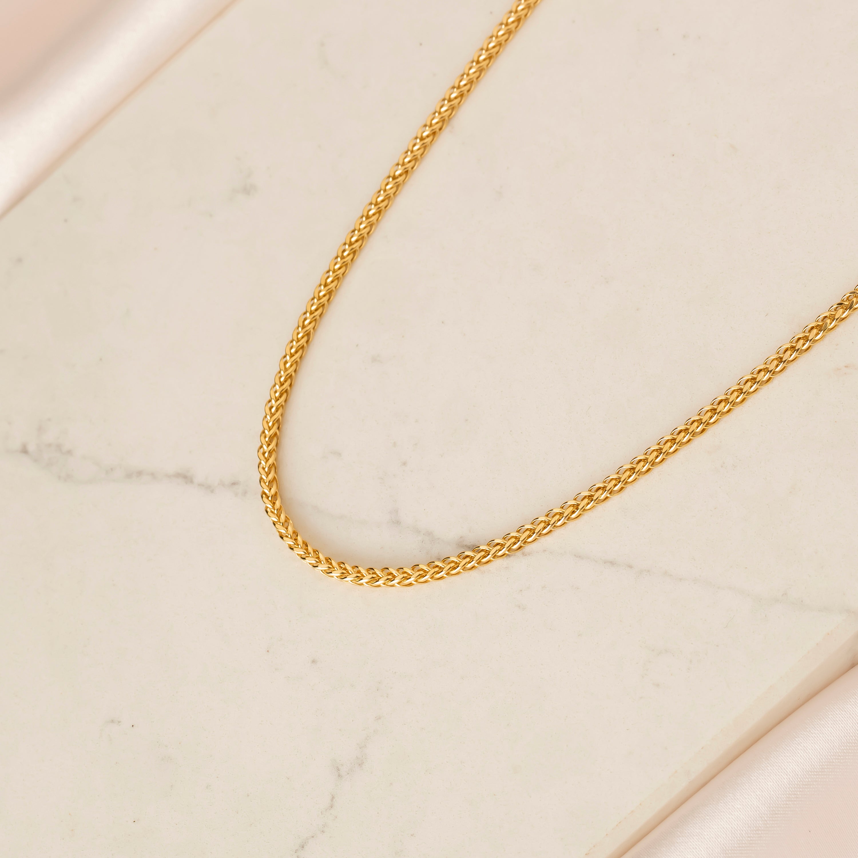 14K Solid Gold Wheat / Spiga Chain Necklace - Elegance in Every Link ...
