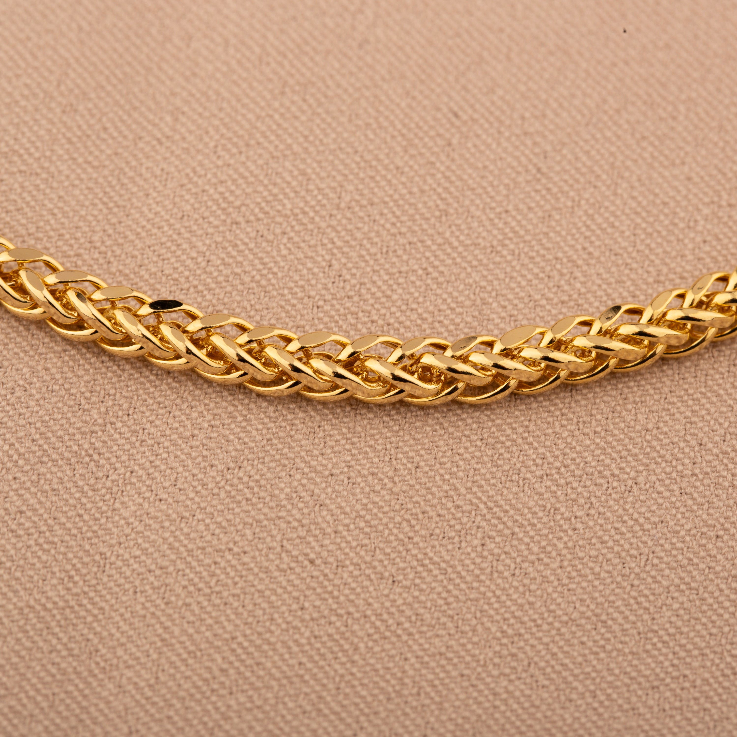 14K Solid Gold Wheat / Spiga Chain Necklace - Elegance in Every Link ...