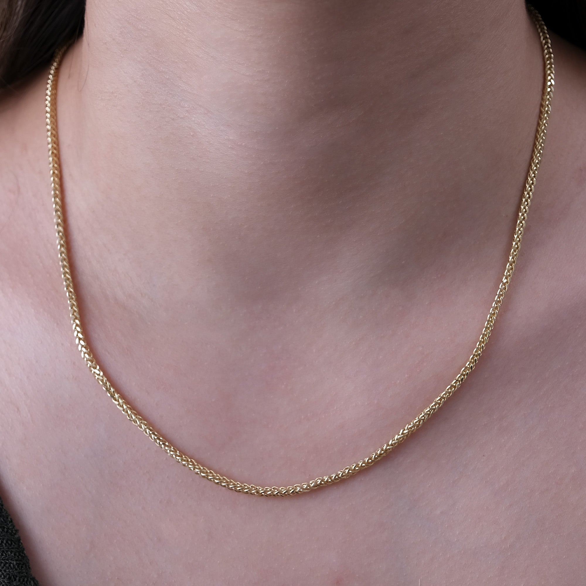 14K Solid Gold Wheat / Spiga Chain Necklace - Elegance in Every Link ...