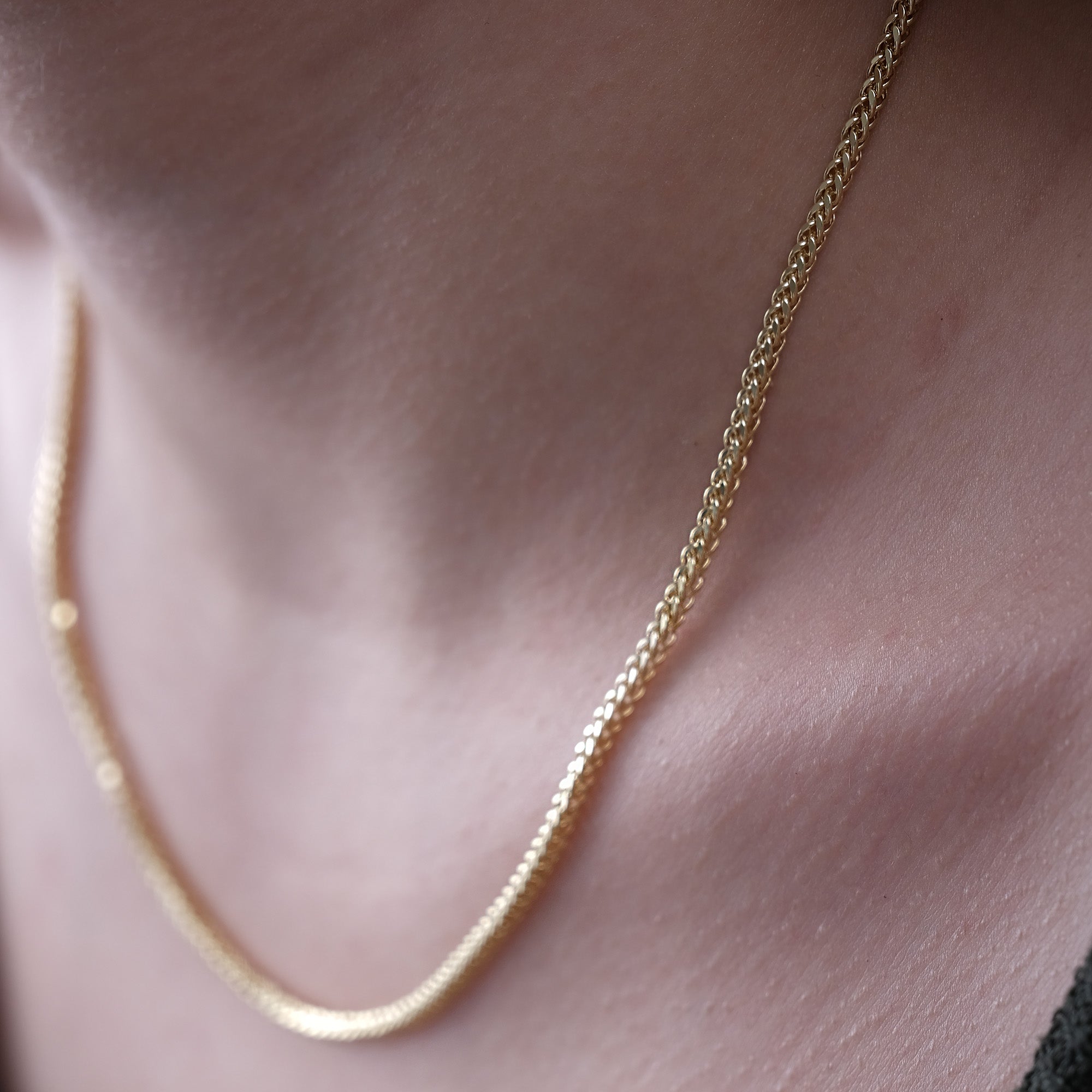 14K Solid Gold Wheat / Spiga Chain Necklace - Elegance in Every Link ...