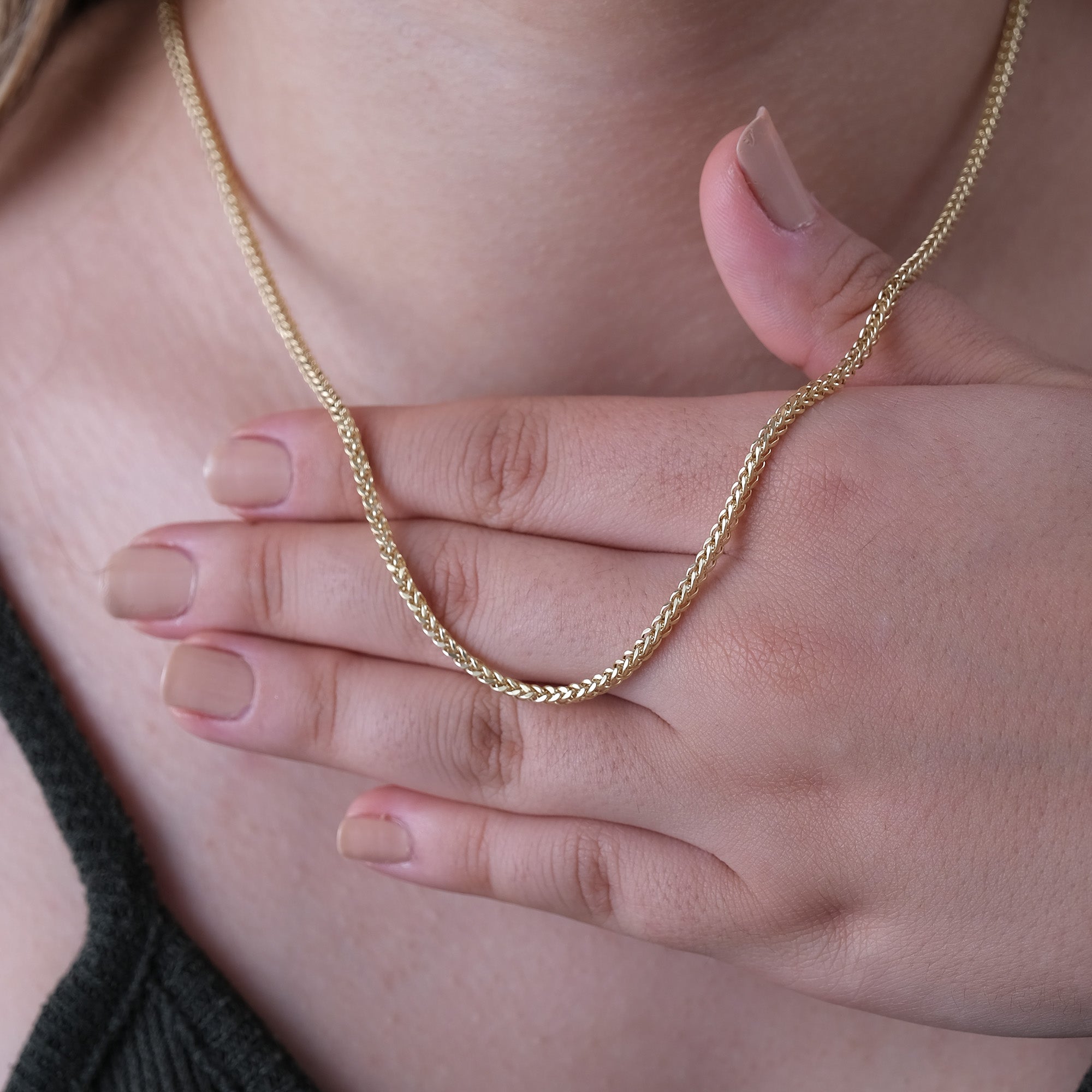 14K Solid Gold Wheat / Spiga Chain Necklace - Elegance in Every Link ...