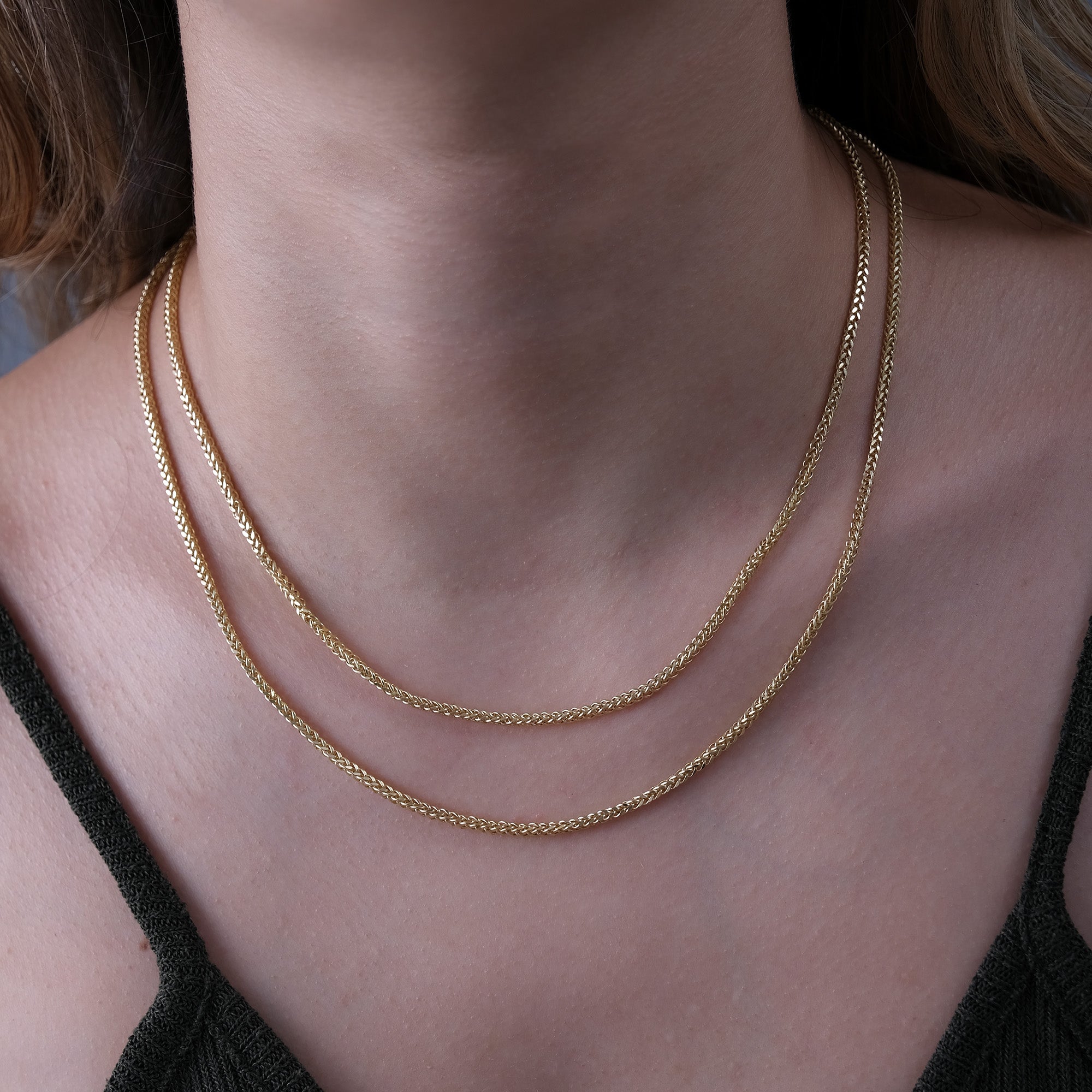 14K Solid Gold Wheat / Spiga Chain Necklace - Elegance in Every Link ...