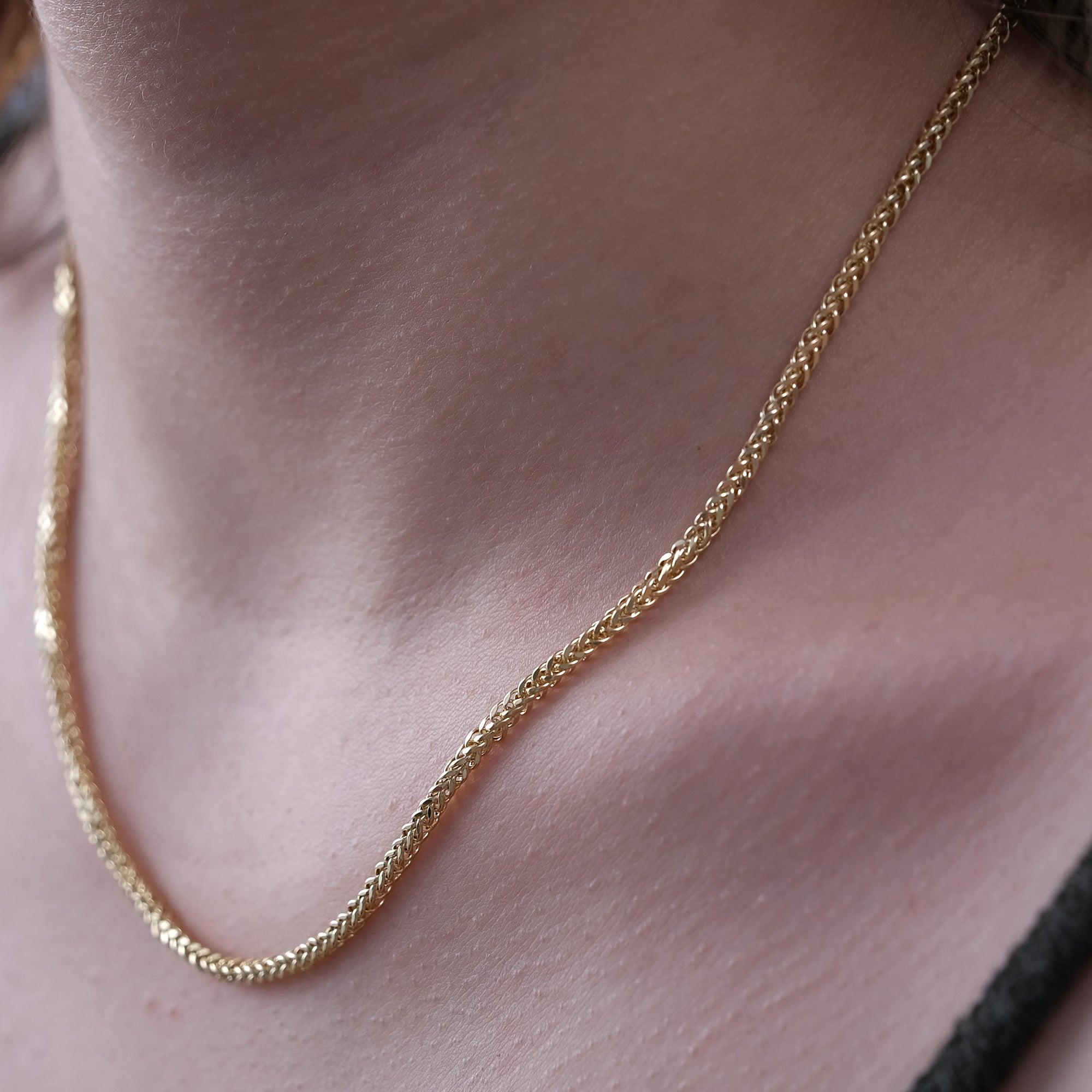 14K Solid Gold Wheat / Spiga Chain Necklace - Elegance in Every Link ...