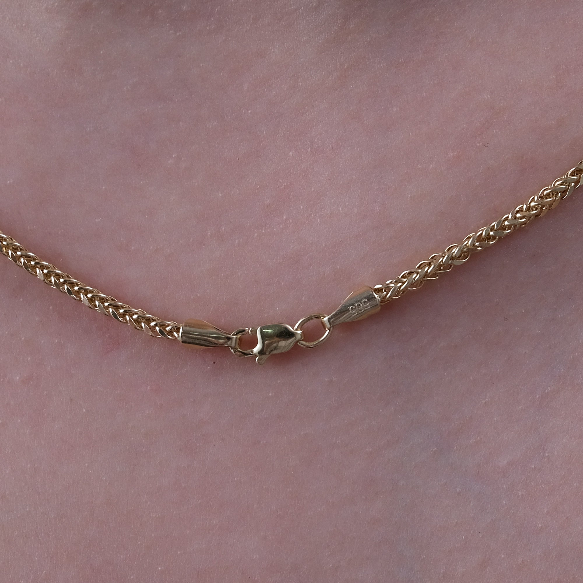 14K Solid Gold Wheat / Spiga Chain Necklace - Elegance in Every Link ...